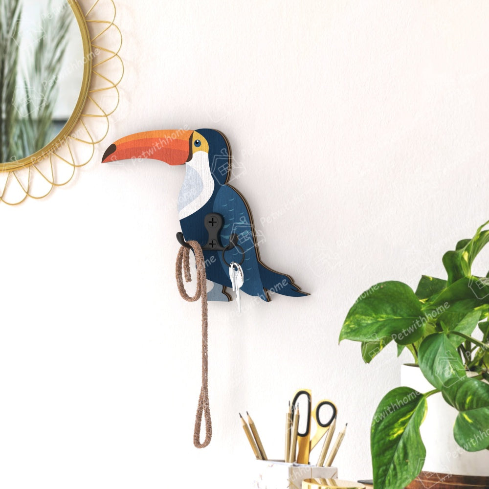 Blue and White Toucan Wooden Hook – Petwithhome.com